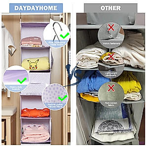 DAYDAYHOME Hanging Closet Organizer with Drawers, Two 3-Shelf Separable Closet Organizers and Storage, Nursery Hanging Storage Organizer for Closet,Child/Kids Room (Purple 6 Shelves)