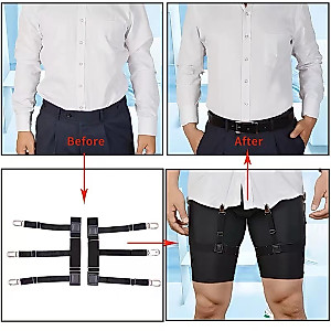 Bexicsea Mens Shirt Stays for Shirt Tuckers,Adjustable Elastic Shirt Garters,Shirts Suspenders,Shirt Holder,Shirt Clips With Non-slip Locking Clamps for Police Military