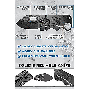 Grand Way Small Pocket Knife - Folding Wallet Knife - Mini Tactical Knife with Money Clip - Cool Dragon Blade Credit Card - Small Folding Knife - Birthday Christmas Gifts for Men and Women 6682