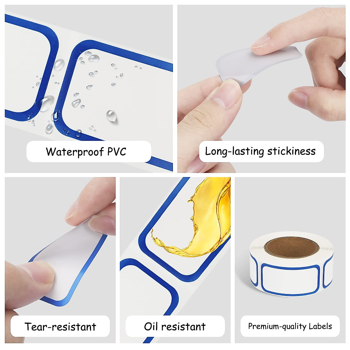 Colacoo Nametag Labels, 300 Border Name Stickers, Blue Personalized Name Tag Labels for Office, Meeting, School, Teachers, Mailing and Clothing, 2 Roll