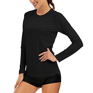 UV Shirts for Women Long Sleeve Shirts for Women Running Shirts Summer Shirt Hiking Shirts Women Sun Protection Shirts Fishing Shirts Black