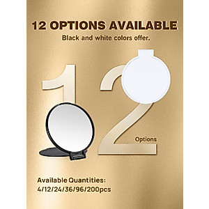 Qislee Compact Mirror Bulk, Round Makeup Mirror for Purse, Set of 4 (Black)