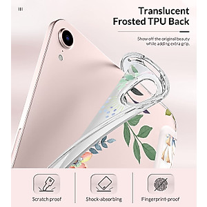 MoKo Case Fit New iPad Mini 6 2021 (6th Generation 8.3 inch), Soft TPU Translucent Frosted Back Cover Slim Smart Shell Stand Folio Case for iPad Mini, Auto Wake/Sleep, Fragrant Flowers