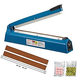 VEVOR Impulse Sealer 16 inch, Manual Heat Seal Machine with Adjustable Heating Mode, ABS Shrink Wrap Bag Sealers for Plastic Mylar PE PP Bags, Portable Poly Bag Sealing Machine with Extra Replace Kit