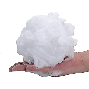 iboodi 60g/pcs White Mesh Bath Sponge Pouf Shower Loofahs Shower Puff Pack of 4 (White)