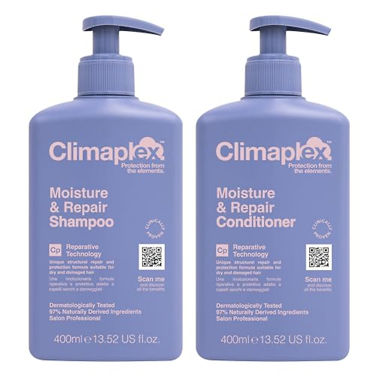 Climaplex Moisture and Repair Shampooo and Conditioner Duo - Soothing, Purifying, and Moisturizing - Adds Shine and Smooths Scalp - Contains Detangling Benefits - Suitable for All Hair Types - 2 pc
