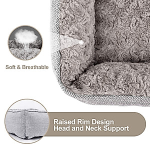 FURTIME Dog Bed for Large Medium Small Dogs Soft Washable Pet Bed Orthopedic Dog Sofa Bed Breathable Rectangle Sleeping Bed Anti-Slip Bottom(35'', Grey)