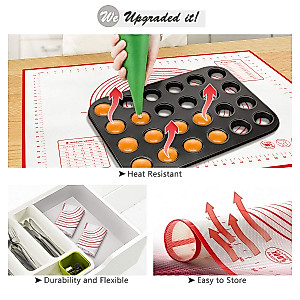 Pastry Mat for Rolling Dough, WeGuard 20“x16” Silicone Pastry Kneading Mat Board with Measurements Marking BPA Free Food Grade Non-stick Non-slip Rolling Dough Baking Mat