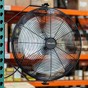 Newair Wall Mounted Fan | 18" Air Fan | High Velocity Blade Fan | 3 Speed Settings | Heavy Duty Fan For Industrial Use | Portable Shop Fan | Black | WindPro18W
