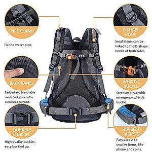 Diamond Candy Waterproof Hiking Backpack for Men and Women, Lightweight Day Pack for Travel Camping, Blue, 40L