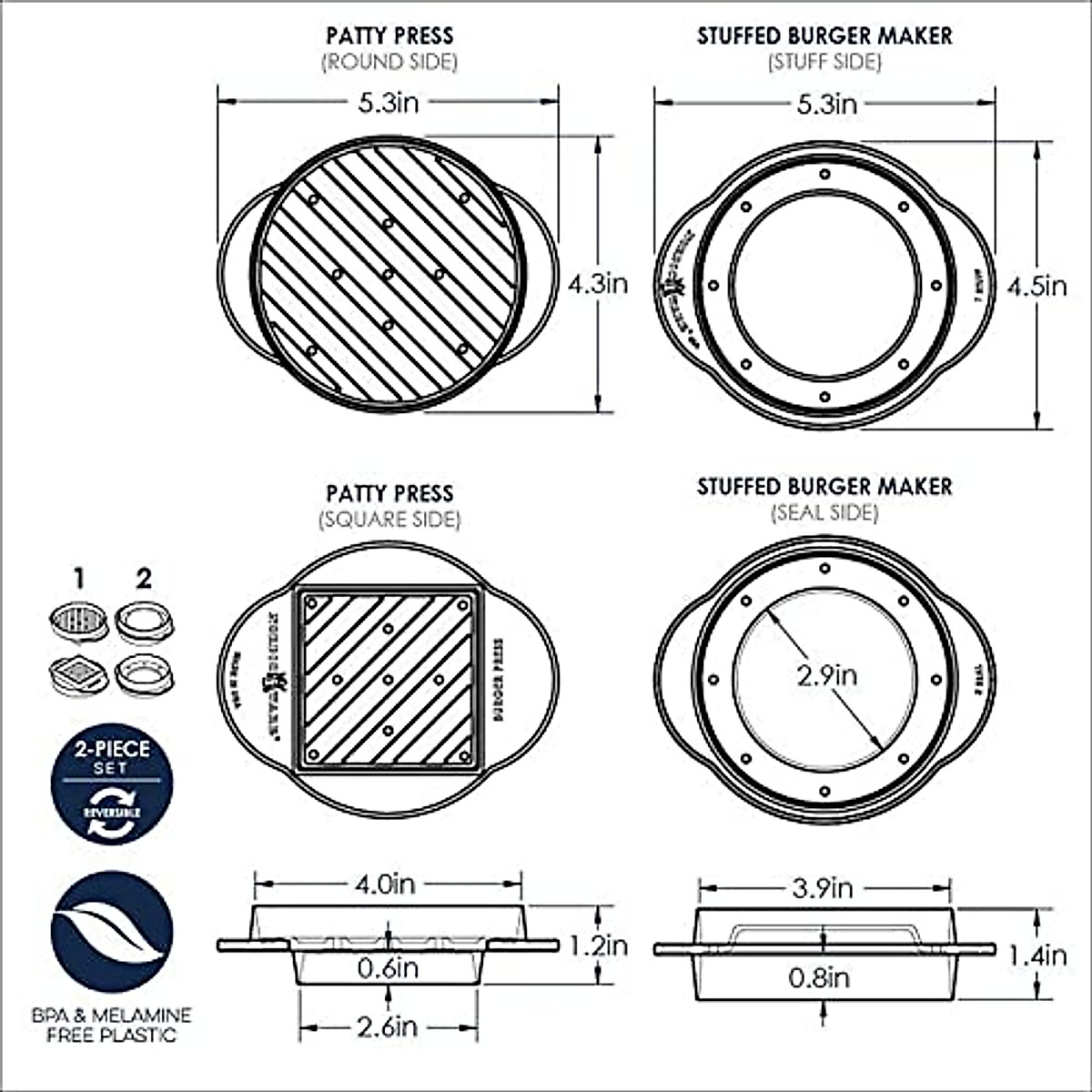 Nordic Ware 365 Indoor/Outdoor Stuffed Burger Maker and Patty Press
