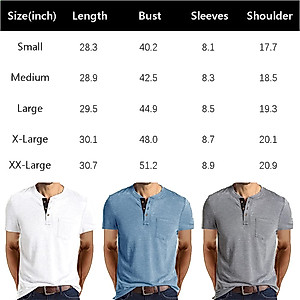 Olidarua Mens Casual Short Sleeve Henley Shirts Fashion Button T Shirts with Pocket