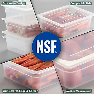 CURTA 4 Pack Translucent Food Pan with Lid, Half Size 4" Deep NSF Listed Commercial-Grade Polypropylene Plastic