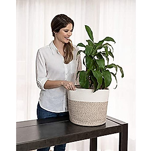 OrganiHaus 2-Pack Woven Plant Basket | Basket for Plants Indoor | Cachepot Rope Plant Baskets | Floor Planter Basket | Indoor Jute Basket for Plant Pots | Boho Plant Pot Covers - Brown (10 & 12 inch)