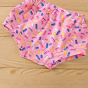 AISLUBXM Baby Girl Birthday Donut Outfit Short Sleeve Sweet One Romper Doughnut Shorts/Flared Pants Headband 3Pcs Set (Shorts, 9-12 Months)