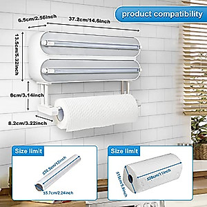 3 in 1 Foil and Plastic Wrap Organizer，Magnetic Plastic Wrap Dispenser with Cutter，Aluminum Foil Organization and Storage