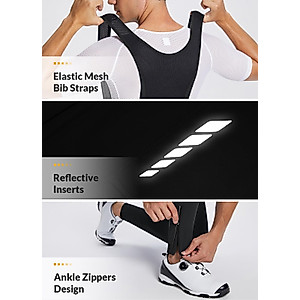 BALEAF Men's Winter Cycling Bib Pants 4D Padded Thermal Water Resistant Bike Tights Cold Weather Warm Pockets Black XL