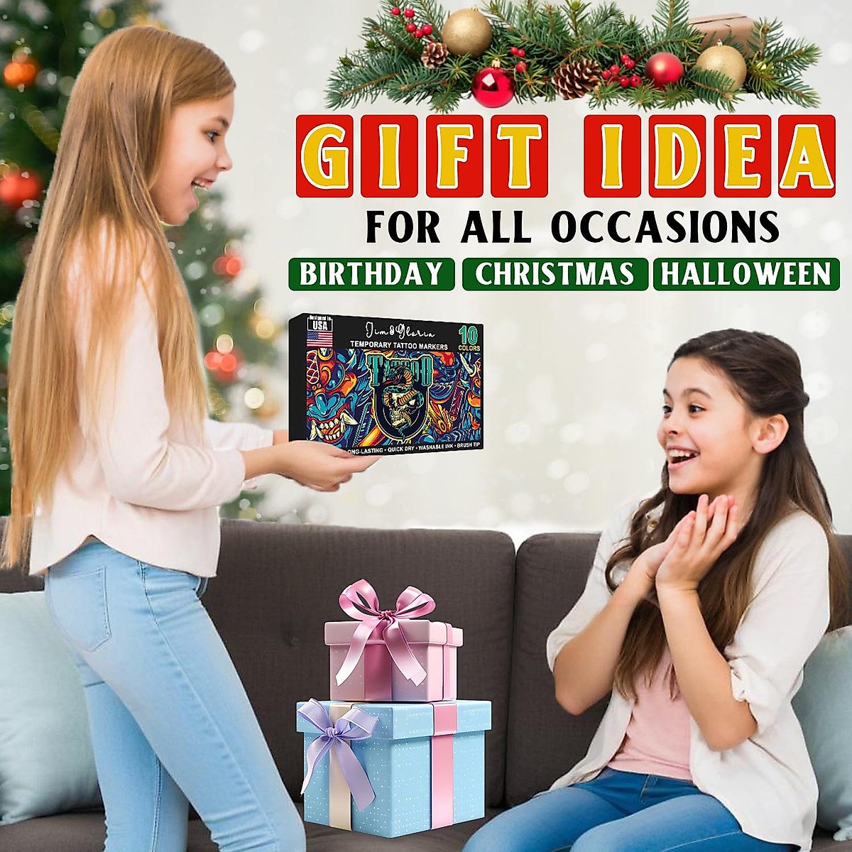 Jim&Gloria Temporary Tattoo Pens Fake Tattoos Kit Removable Body Tattoo Paint Markers For Men Women Sleeves St Patricks Day Teen Girls Trendy Stuff Unique Trending Gifts For Teenage Boys Kids Or Adult