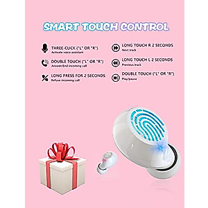 Togetface Kids Bluetooth Earphones - Pink Wireless Kids Earbuds - as a Gift for Kids to use at School 36 Hours Playtime Cordless Girls Earbuds - Cartoon Kids Headphones - for iPhone Android