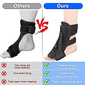 MEYUEWAL Plantar Fasciitis Relief Night Splint, Upgrade 3 Adjustable Straps Elastic Dorsal Night Splint, for Women & Men Plantar Fasciitis Relief Achilles Tendonitis Relief Foot Drop Heel Arch Pain.