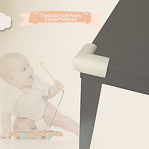 [8 Pack] Child Safety Corner Protectors, Canwn Soft Foam Baby Proofing Corner Guards Right Angle No Smell Table Corner Protectors for Baby and Kids(White)