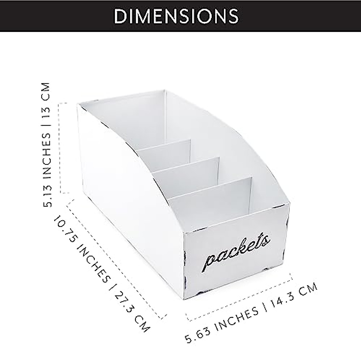 AuldHome Farmhouse Food Packet Organizers (2-Pack, White); Pantry Organization Divided Compartment Bins for Food Mixes and Spice Packets