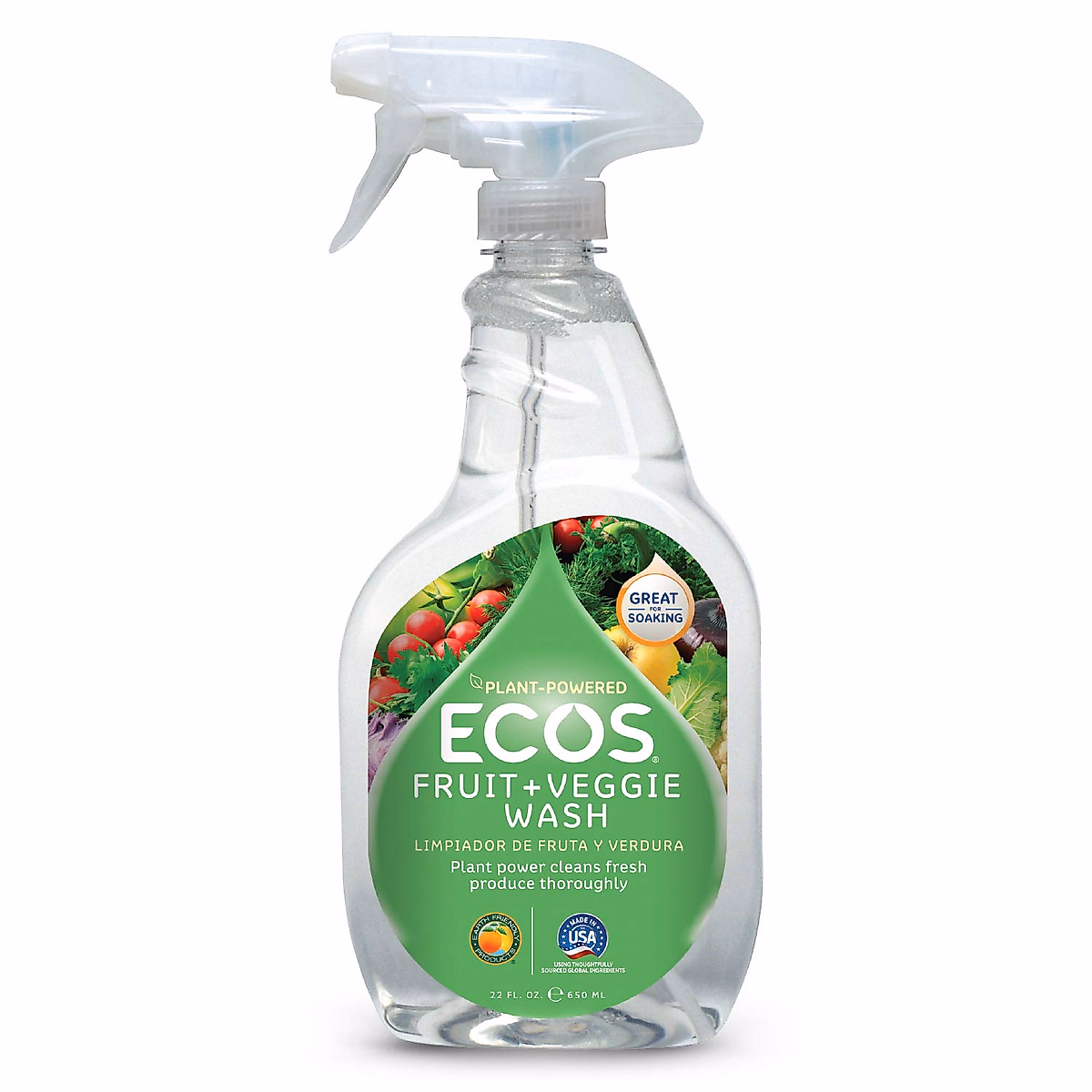 ECOS® Non-Toxic Fruit + Veggie Wash: 22oz Spray Bottle by Earth Friendly Products (Pack of 2)