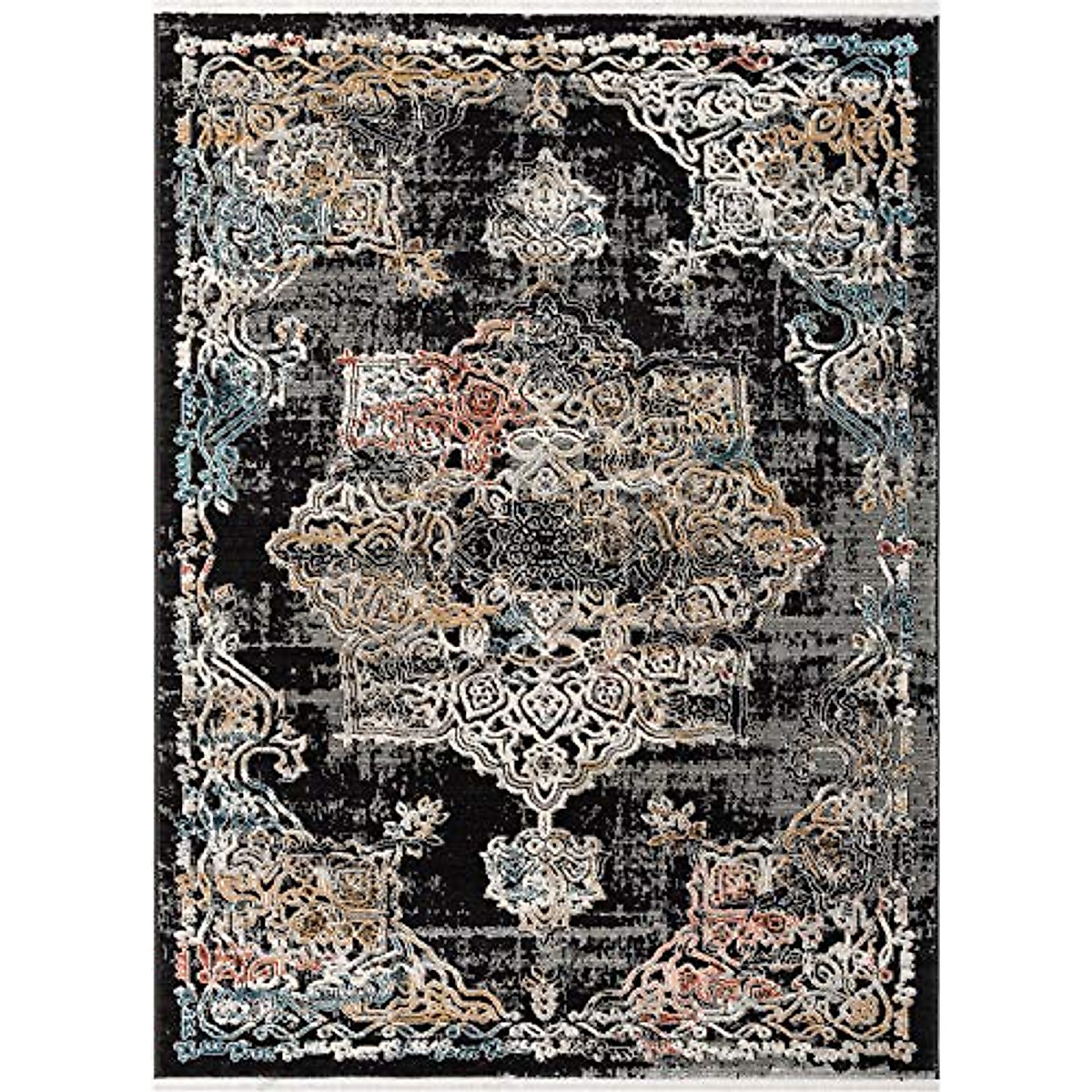 Well Woven Indira Maura Bohemian Vintage Medallion Oriental Black 5x7 (5'3" x 7'3") Area Rug
