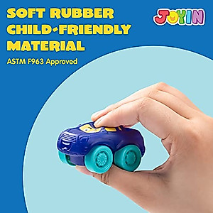 JOYIN 18 Pcs Pull Back Cars Set and 18 Pcs Soft Rubber Toy Car Set, Mini Toy Vehicles，Car for Toddlers, Party Favors for Kids