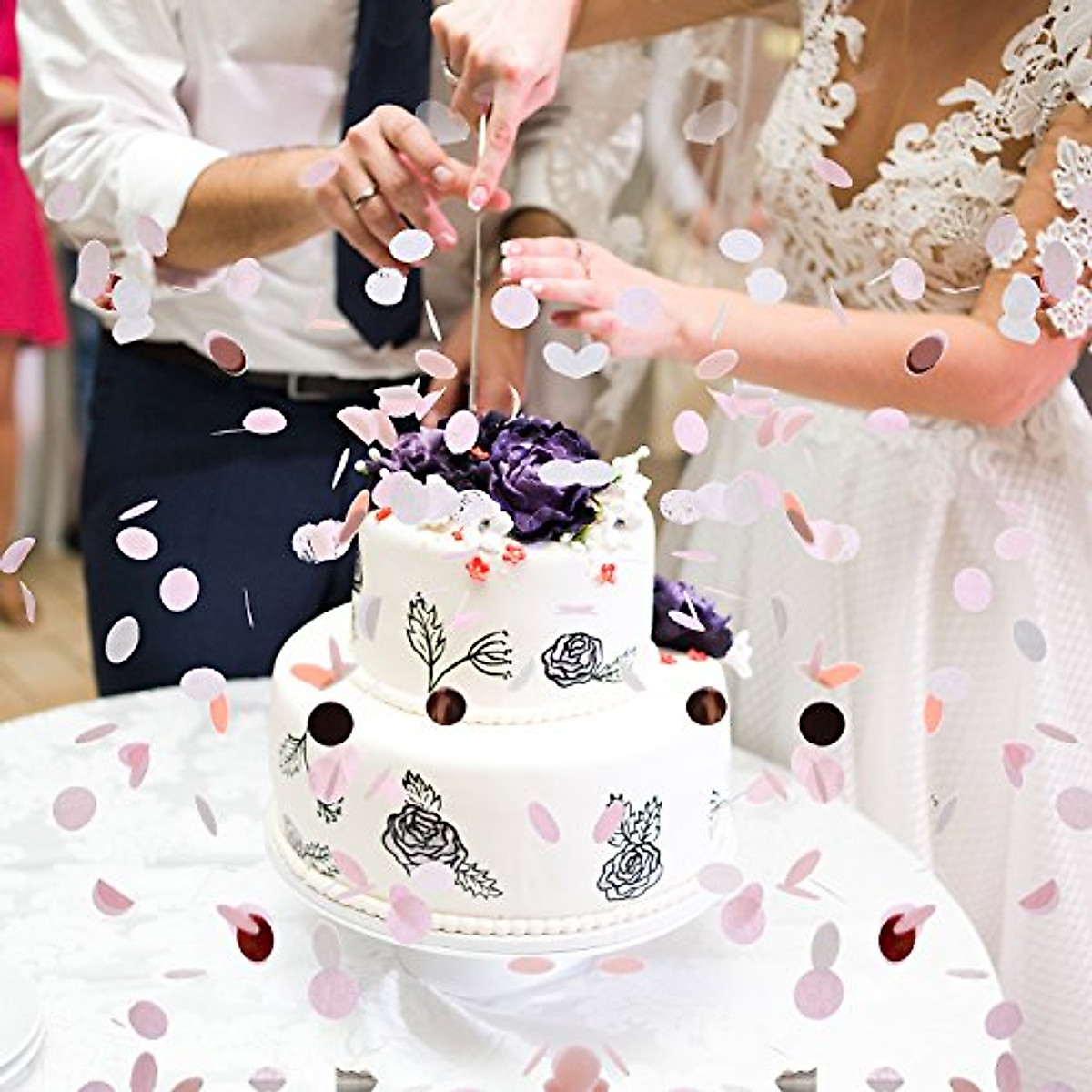 TecUnite Rose Gold Pink Confetti Tissue Paper Table Confetti, 1.76 oz