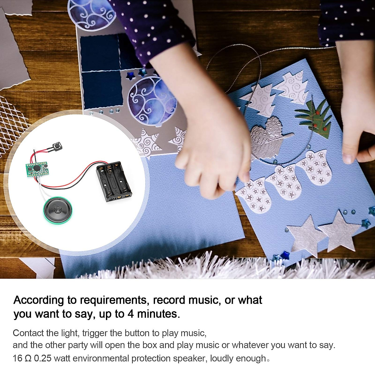 Heayzoki Voice Module,Audio Module DIY Greeting Card Chip Recordable Voice Sound 4min Record Audio Card with Light Sensor Function