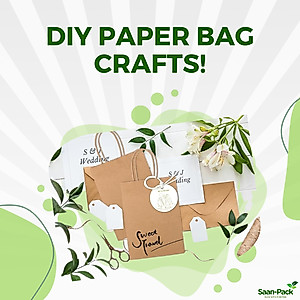 Saan-Pack Brown Paper Bags with Handles, 8" x 4.5" x 10.25", Pack of 250, Medium Kraft Paper Bags, Ideal as Gift Bags Bulk, Retail Bags, Merchandise Bags, Goody Bags, Wedding Gift Bag or To Go Bags