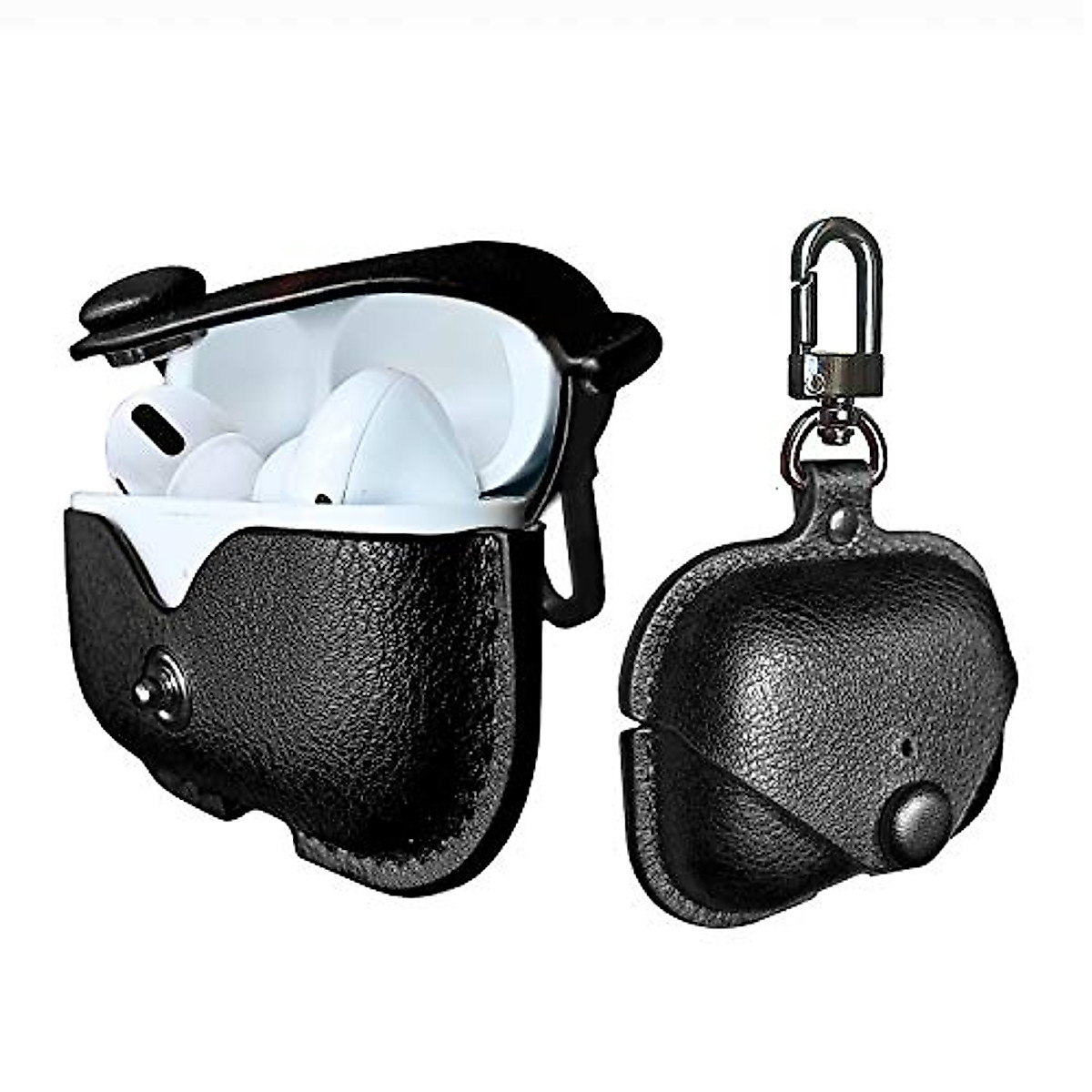 MODOS LOGICOS Charging Case Cover for Apple Air Pods Pro, Leather Case with Secure Snap-Fastener Compatible with Apple AirPods Pro 1st (2019) / AirPods Pro 2nd (2022) Charging Case - Black