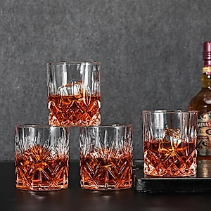 calliva von Crystal Whiskey Glass - Set of 6 Vintage Old Fashioned Glasses for Bourbon Scotch Whisky Cocktail - On The Rocks Glasses - 10oz Maxwell Lowball Bar Tumbler