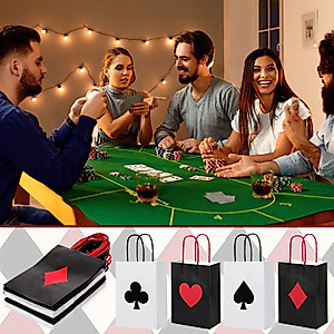 Outus 24 Pcs Casino Party Favor Gift Bags Casino Theme Party Supplies Las Vegas Poker Goody Treat Paper Bags for Casino Birthday Party Decor, 8.3 x 6 x 3 inches