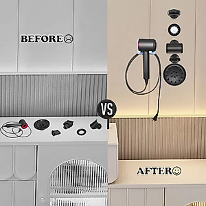 Fippkargo Hair Dryer Holder for Dyson Supersonic, Dyson Hair Dryer Stand with Non-Slip Pad, Metal Dyson Dryer Holder Wall Mounted Punch-Free, Dayson Hairdryer Accessory Organizer for Bedroom Bathroom