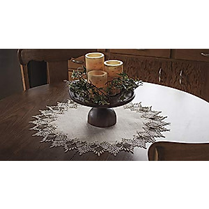 Linens, Art and Things Lace Doily Neutral Earth Tones Table Topper Scarf Place Mat Round Doily (23 Inch Round)
