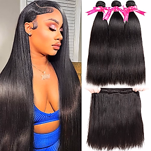 Subella Brazilian Straight Hair 3 Bundles 14 16 18inch Grade 10A Virgin Straight Human Hair Bundles Natural Black Color Hair Extensions