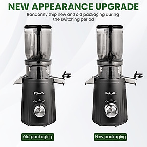 Pukomc Juicer Machines, Cold Press Juicer with 4.1'' Large Feed，Slow Masticating Machines Chute Fit Whole Vegetable And Fruit，High Juice Yield Juicer Easy to Clean