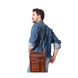 13" leather messenger bag laptop case office briefcase gift for men computer distressed shoulder bag