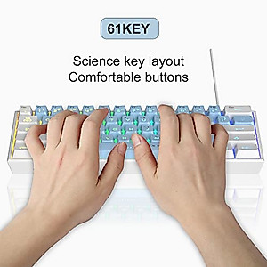 MageGee Mini 60% Gaming Keyboard, RGB Backlit 61 Key Ultra-Compact Keyboard, TS91 Ergonomic Waterproof Mechanical Feeling Office Computer Keyboard for PC, MAC, PS4, Xbox ONE Gamer(White Blue)…