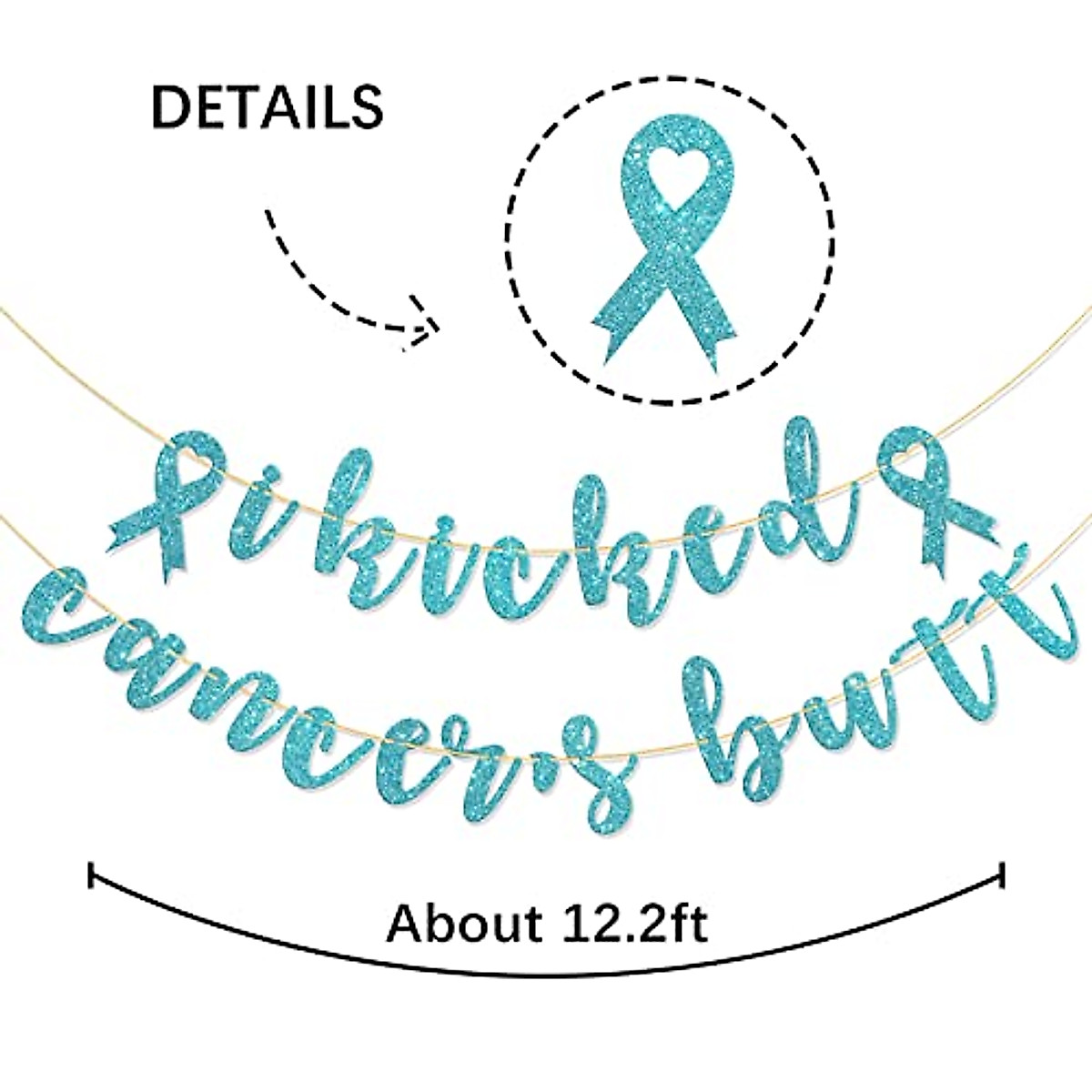 Halodete I Kicked Cancer's Butt Banner, Beat Cancer, A New Beginning, Free Party Decorations, Sky Blue Glitter