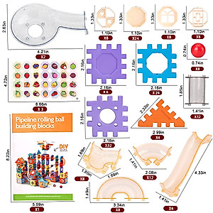 TAKIHON Marble Run Race Track Toys,192PCS Building Blocks Set with Ball,DIY Building Toys,STEM Educational Toys,Gift for Kids,Toddlers,Boys,Girls