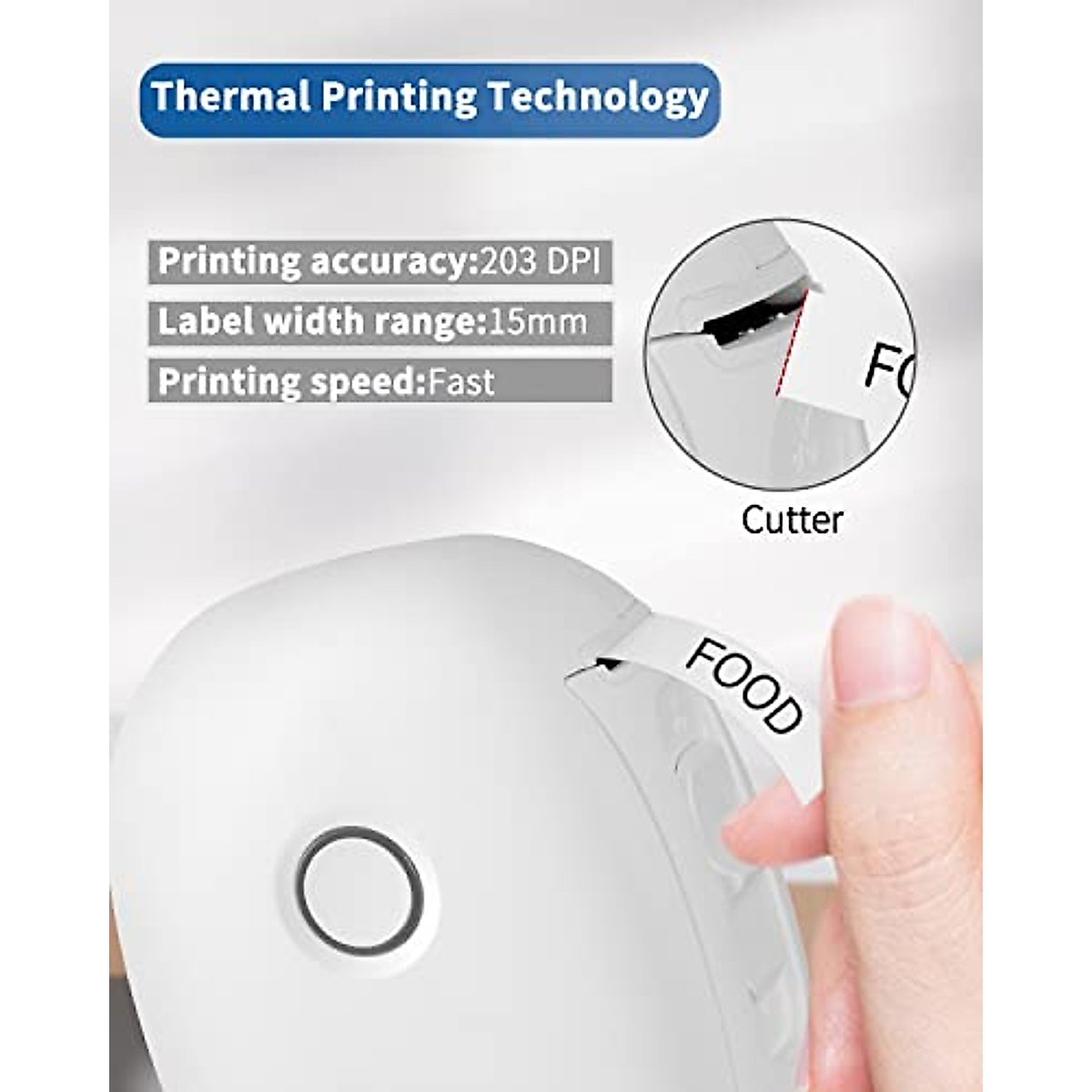 iEager L13 Label Maker, Label Printer with Tape, Wireless Mini Label Printing Machine, Thermal High Speed Printing, White, Compatible with iOS & Android