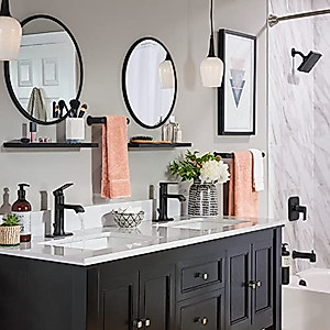 Moen Genta LX Matte Black One-Handle Single Hole Modern Bathroom Sink Faucet with Optional Deck Plate for 3-hole Sinks, Waterfall Bathroom Faucet, 6702BL