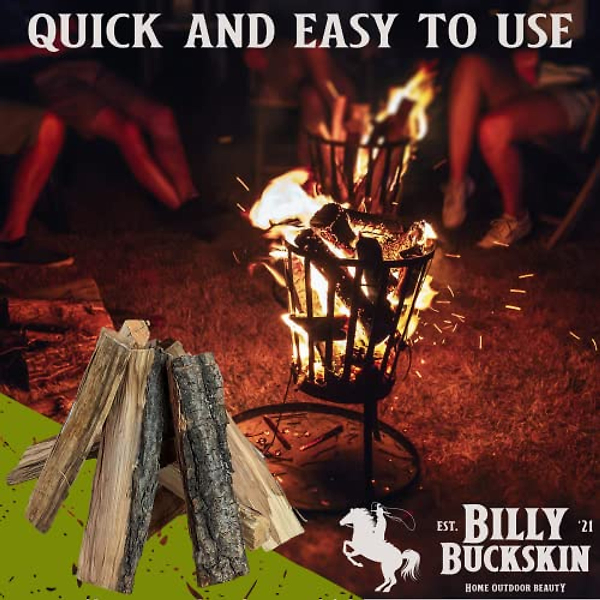 Applewood Cooking Wood for Wood Fire | Apple Firewood Logs | Fruity Flavors, Includes Apple Chips and Fatwood Firestarter Sticks | by Billy Buckskin Co.