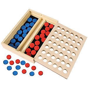 TOWO Wooden 4 in a Row Game - Classic Strategy Game for Adults Children-Connect The 4 Discs of Same Colour in a Row - Travel Games Family Board Games Toys Gift for 6 Years Old Kids Boys Girls Adults