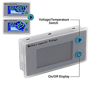 ALMOCN 10-100V Battery Monitor LCD 12V 24V 36V 48V Digital Battery Capacity Voltmeter Tester Percentage Level Voltage Temperature Monitor Meter with Cable