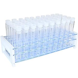 60Pcs Test Tubes with Rack, 16x100mm(10ml) Clear Plastic Test Tube with Caps and Holder Rack Test Lab Tubes for Scientific Experiments, Nurse Party Decorations, Candy Storage
