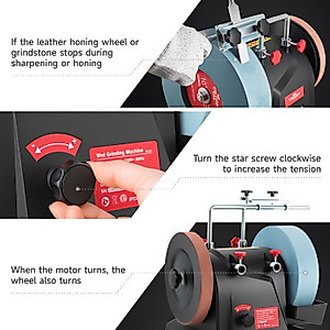 Excited Work 10 inch Two-Direction Water Cooled Wet/Dry Sharpening System 120RPM for Household Knives and Woodworking Tools 10ft